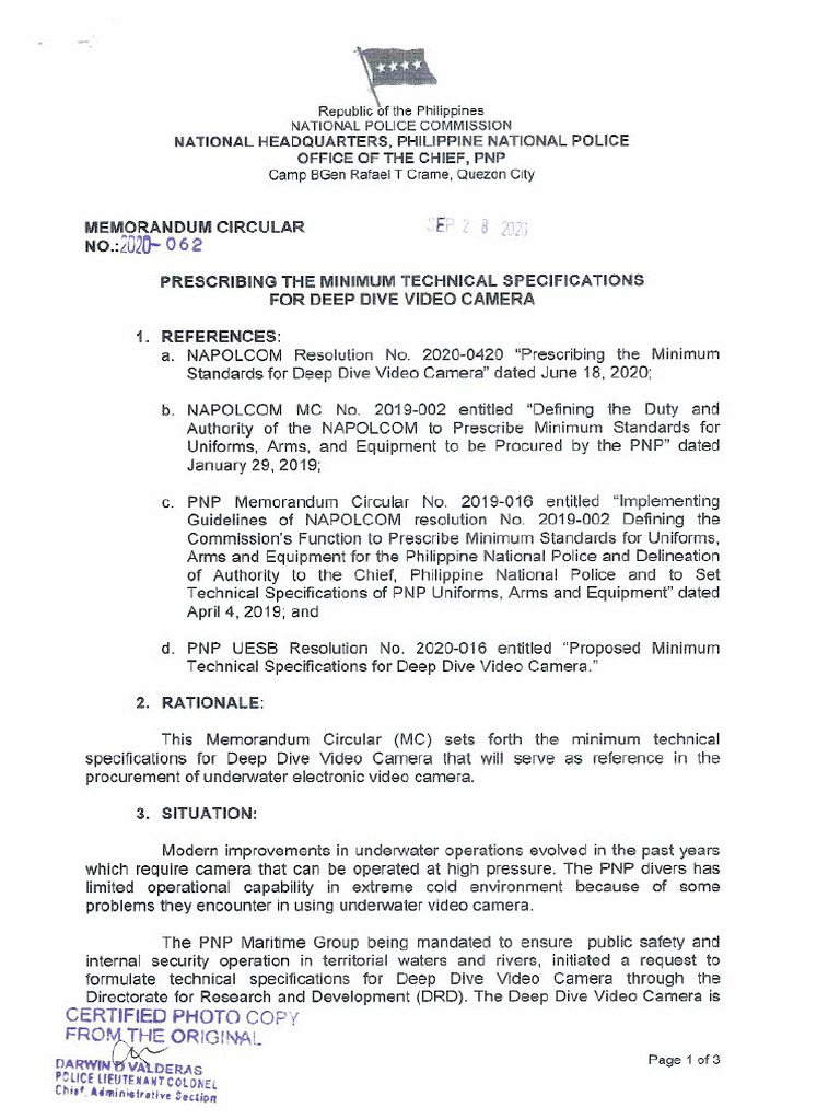PNP Memorandum Circular No 2020 062 | PDF
