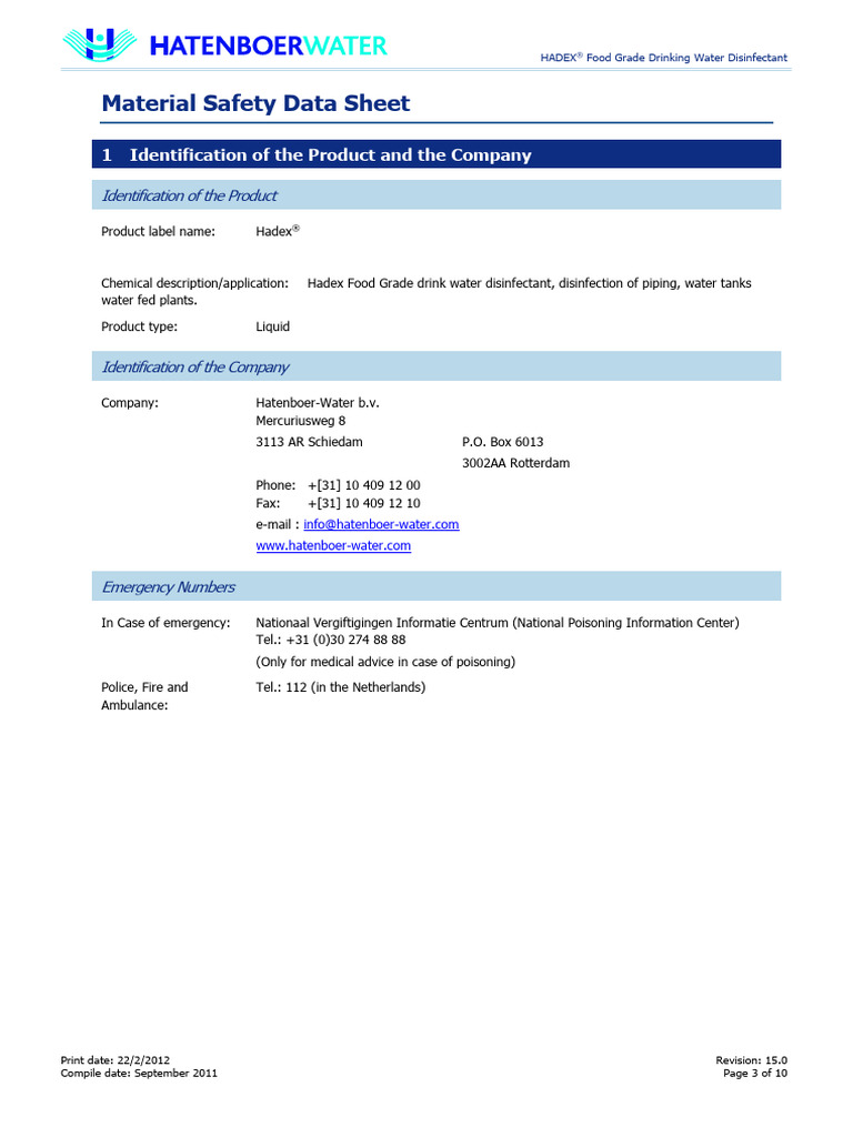 1 - HADEX - Drinking Water Desinfectant | PDF | Sodium | Magnesium