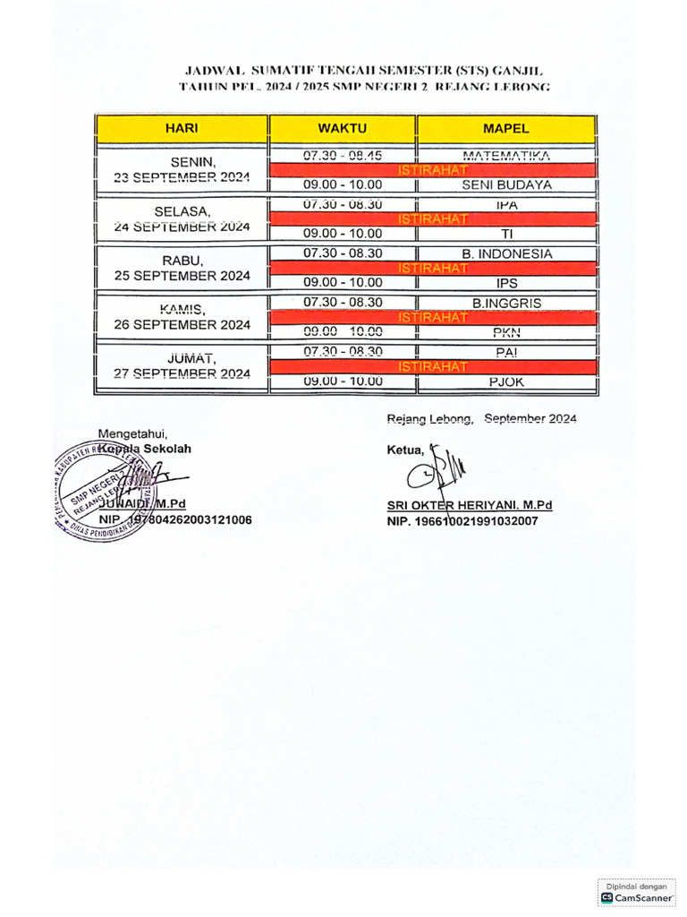 Jadwal Ulangan Sts | PDF