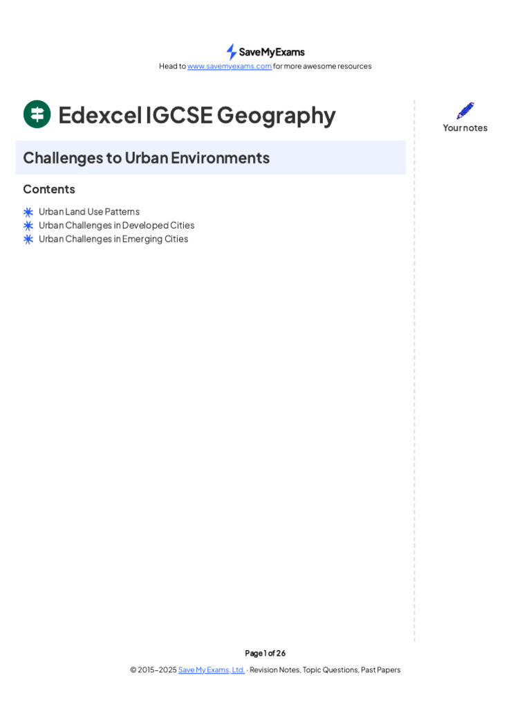 Urban Challenges in Geography IGCSE | PDF | Shanty Town | Poverty