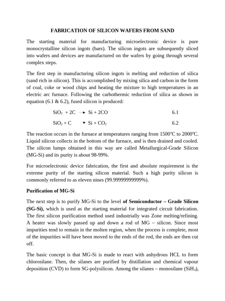 Silicon Wafer Fabrication Process | PDF | Silicon | Silicon Dioxide