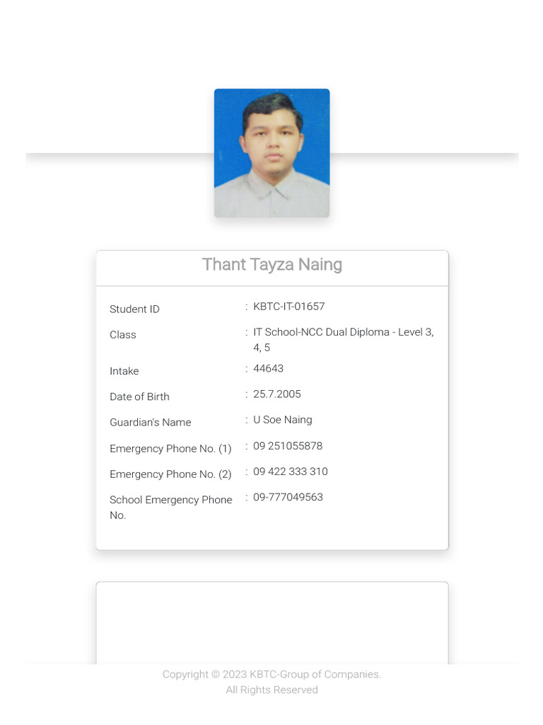 Student Profile: Thant Tayza Naing | PDF
