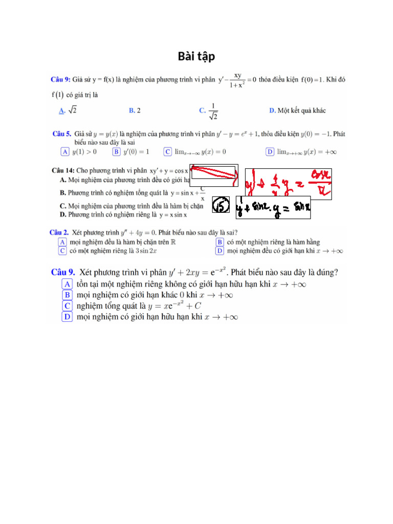 Bài Tập PTVP Cap 1 - K49 | PDF