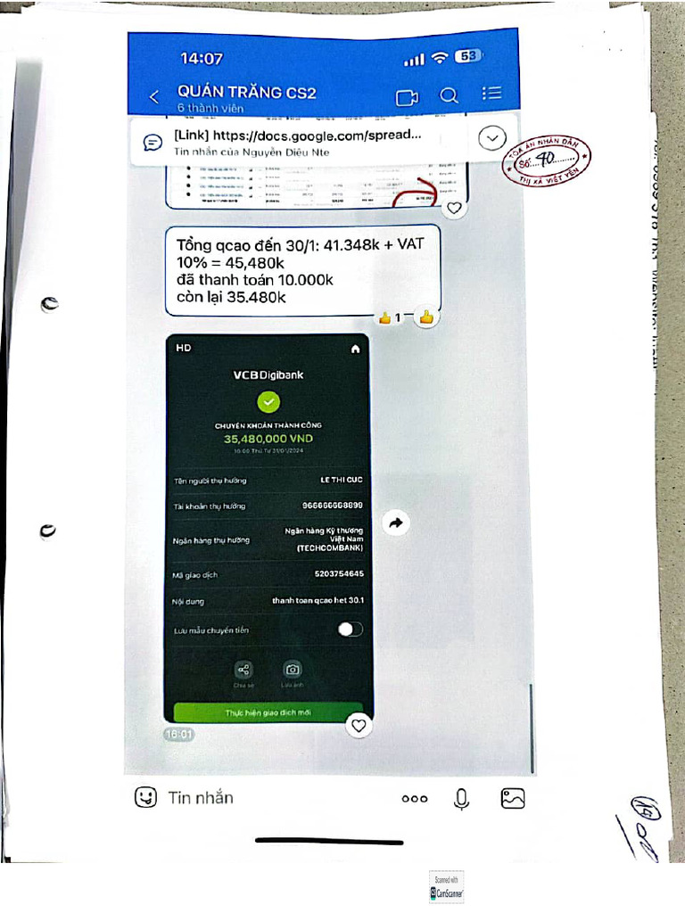 20240924 - Hoàng Văn Dũng - Đóng cửa CS2 218 Trần Điền | PDF