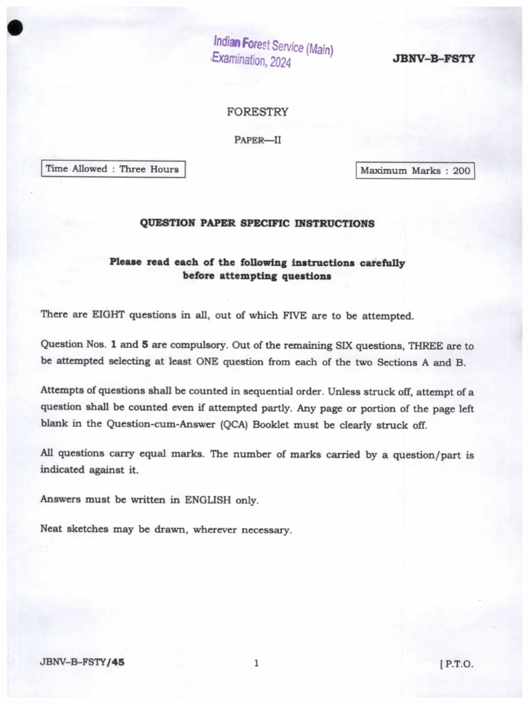 QP Ifsm 24 Forestry Paper II 021224 | PDF