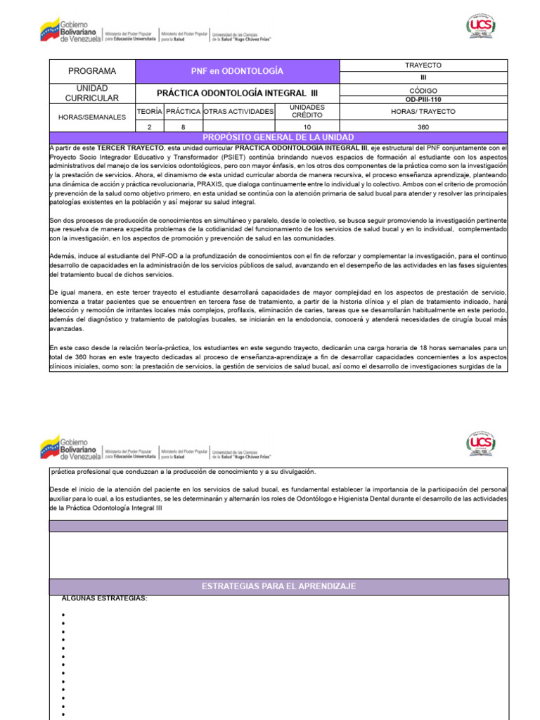 Analítico Práctica Odontología Integral Iii-200722 | PDF | Odontología ...