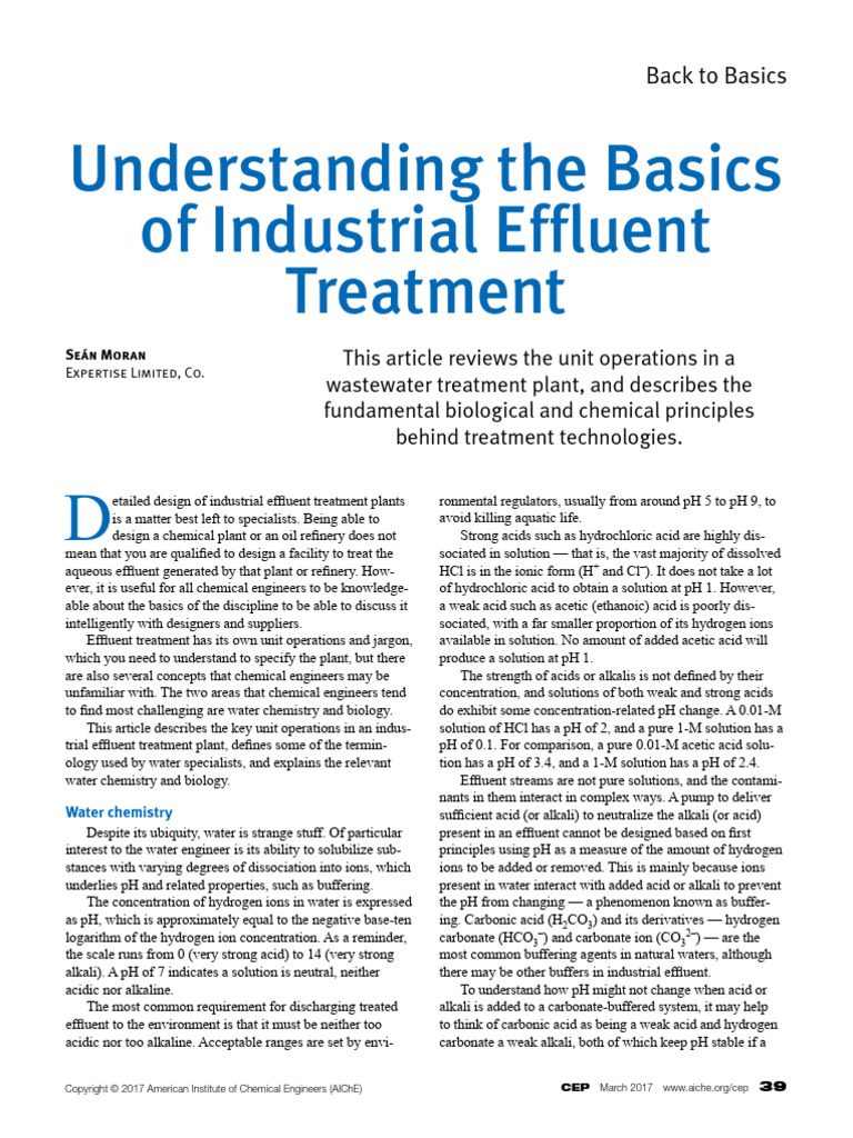Industrial Effluent Treatment | PDF | Ph | Acid