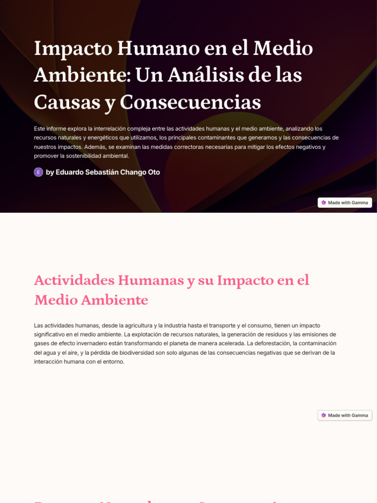 Impacto Humano en El Medio Ambiente Un Analisis de Las Causas y ...