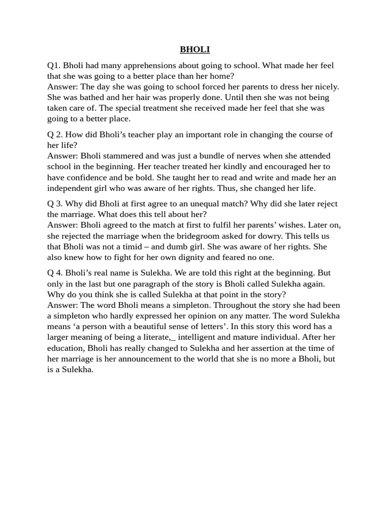 Bholi's Transformation Through Education | PDF