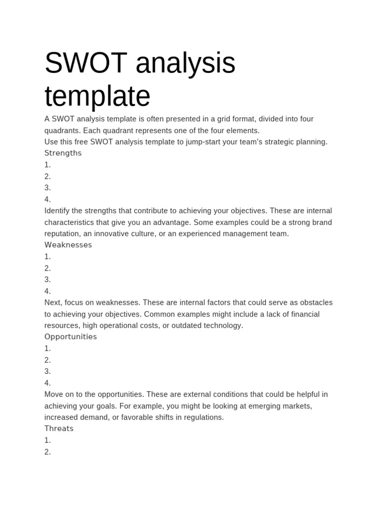 SWOT Analysis Template | PDF