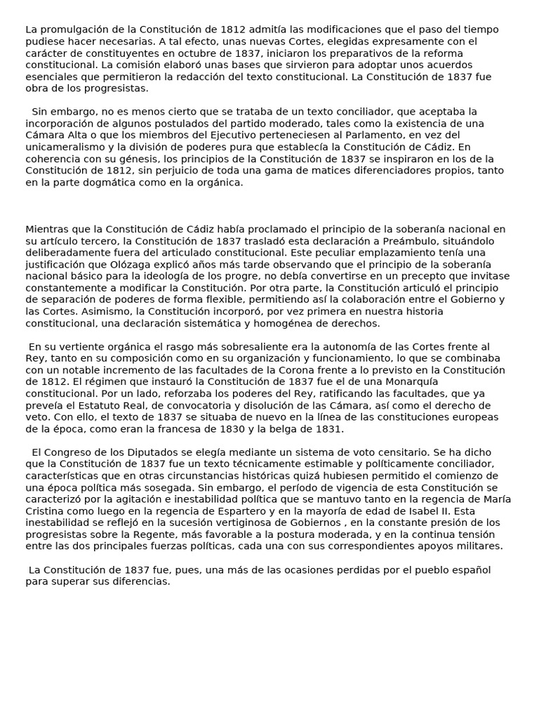 Constitucion 1837 | PDF | Constitución | Cortes Generales
