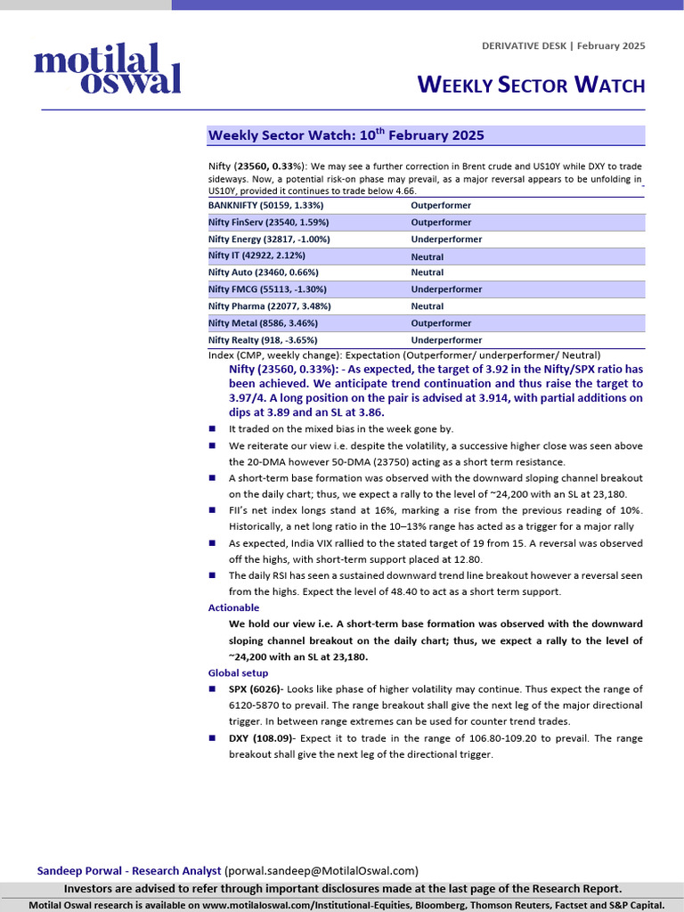 Weekly Sector Watch-February 10,'25_compressed (1) | PDF | Securities (Finance) | Financial ...