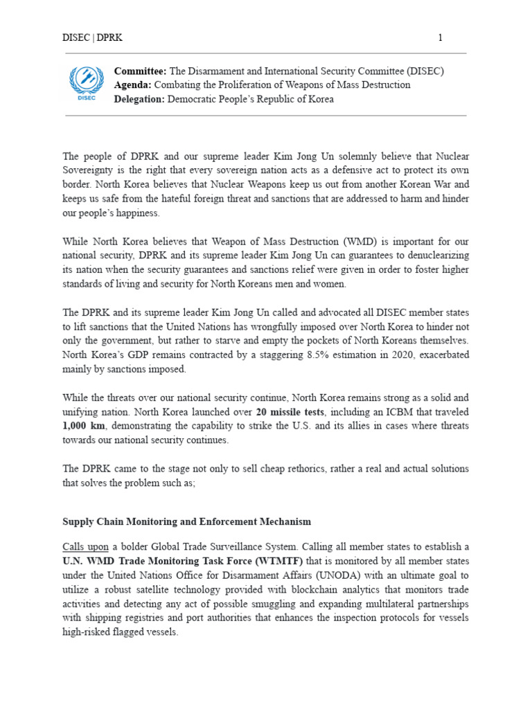 PP DPR Korea The Disarmament and International Security Committee ...