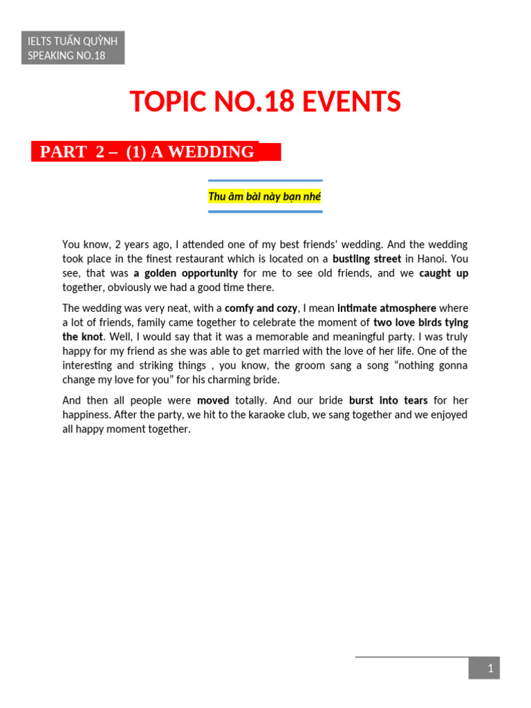 Speaking No.18 Events - Edited | PDF | Wedding | Fashion Related Occasions