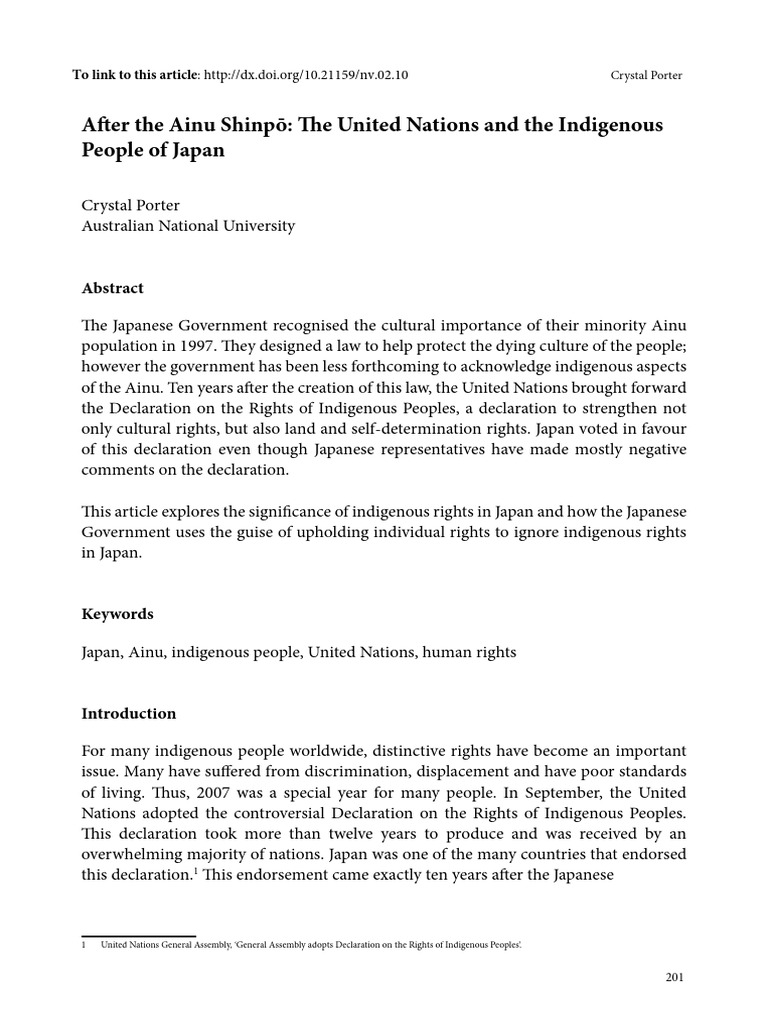 JPF New Voices Vol 2 10 Ainu - Porter | PDF | Indigenous Peoples | Self Determination