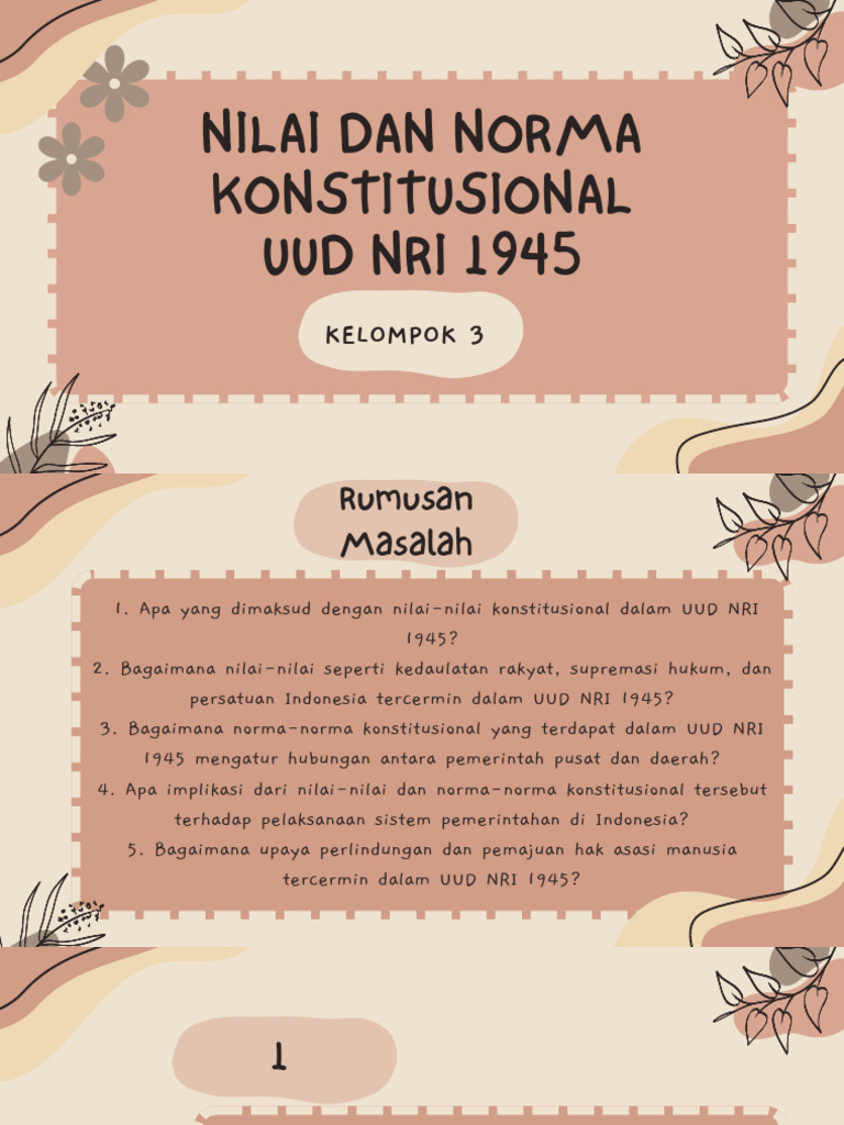 Nilai Dan Norma Konstitusional UUD NRI 1945: Kelompok 3 | PDF