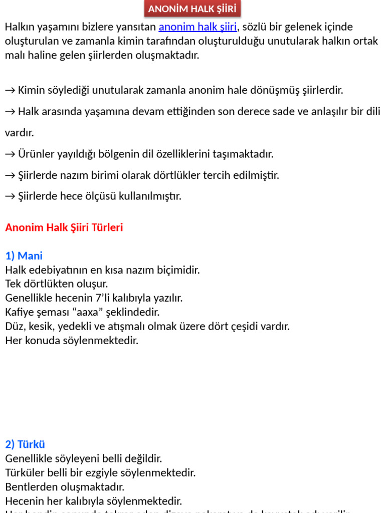 Anonim Halk Siiri 2021 | PDF