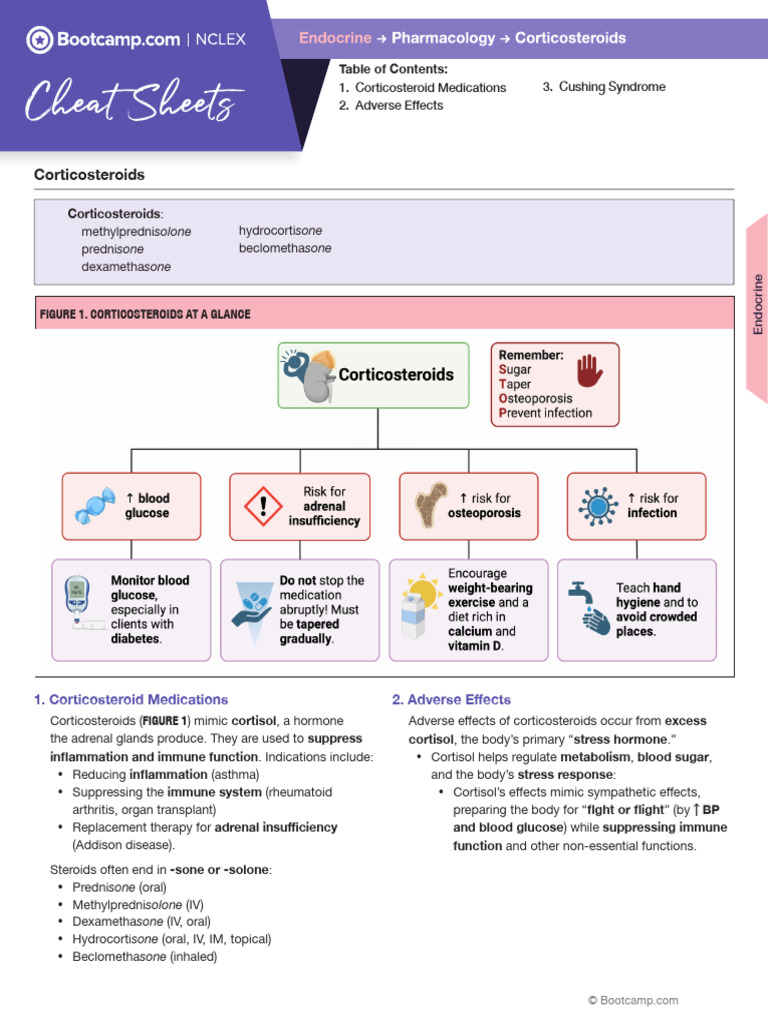 Corticosteroids Cheat Sheet | PDF | Corticosteroid | Adrenal Gland