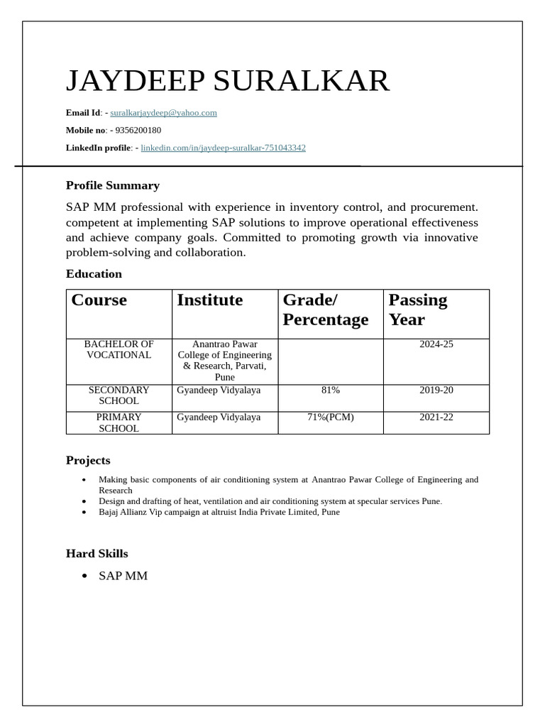 Jaydeep Suralkar Resume | PDF