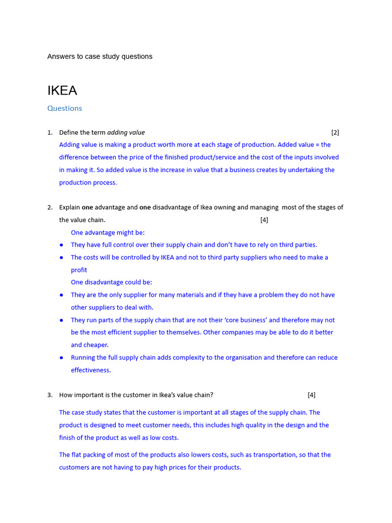 Answers Ikea - S Value Chain | PDF | Supply Chain | Customer
