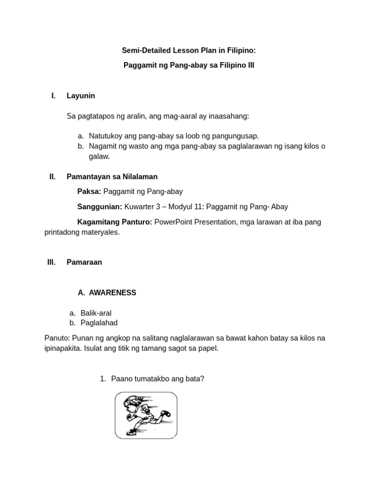 Pang Abay Lesson Plan | PDF
