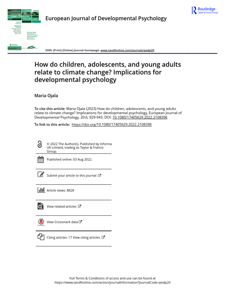 How do children adolescents and young adults relate to climate change Implications for ...
