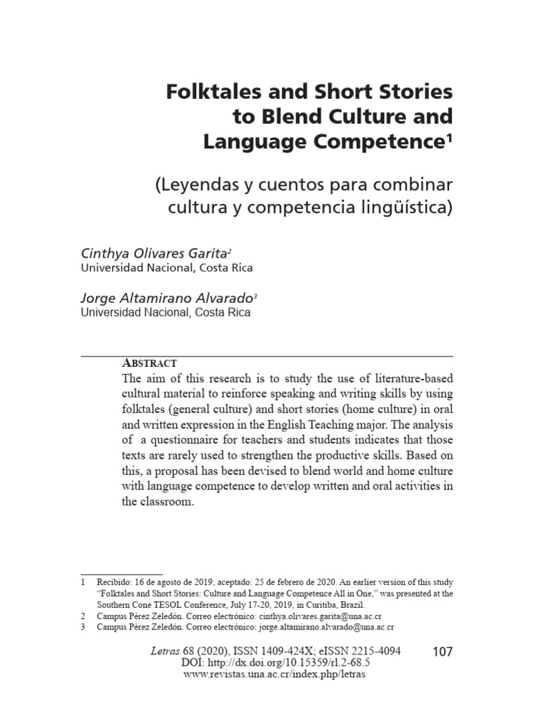 Folktales for Language Skills in EFL | PDF | English As A Second Or ...