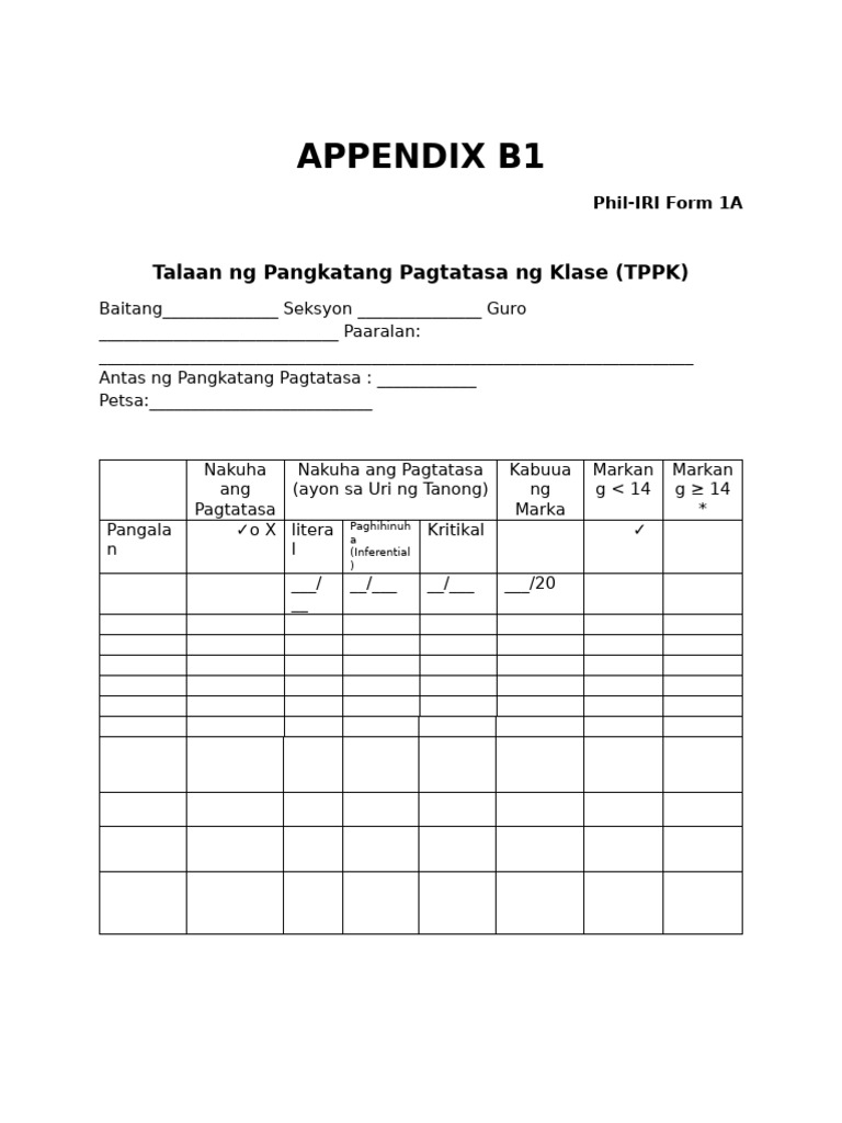 Phil Iri Format - New | PDF