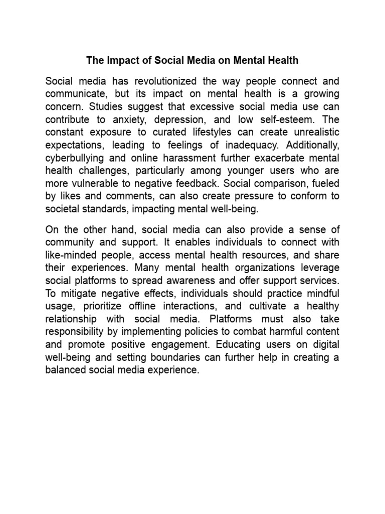 Social Media's Impact on Mental Health | PDF