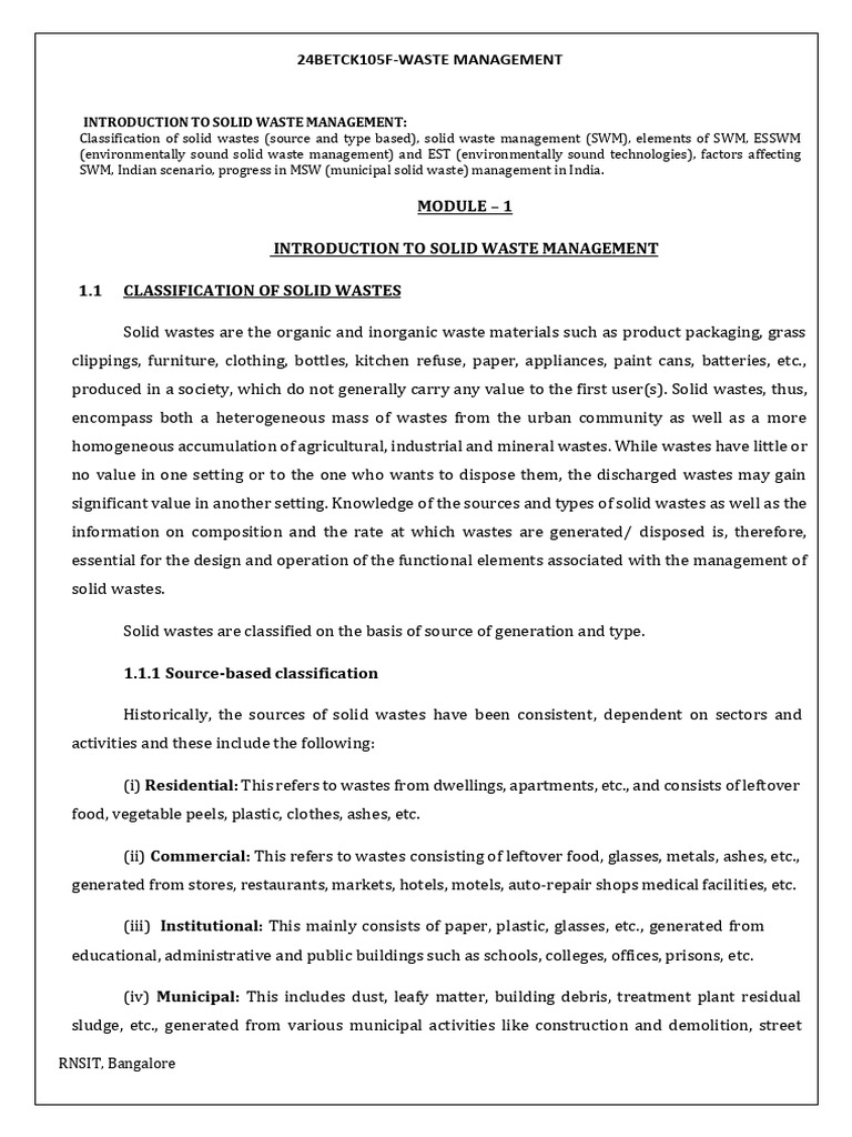 WM_Module 1 | PDF | Waste | Waste Management