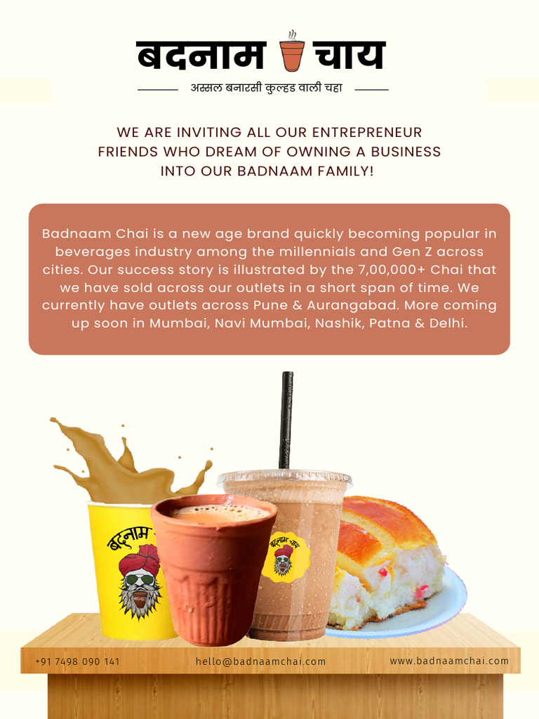 Badnam Chai Franchise Brochure | PDF | Franchising | Drink