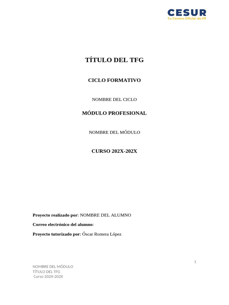 TFG Ciclo Formativo 202X-202X | PDF