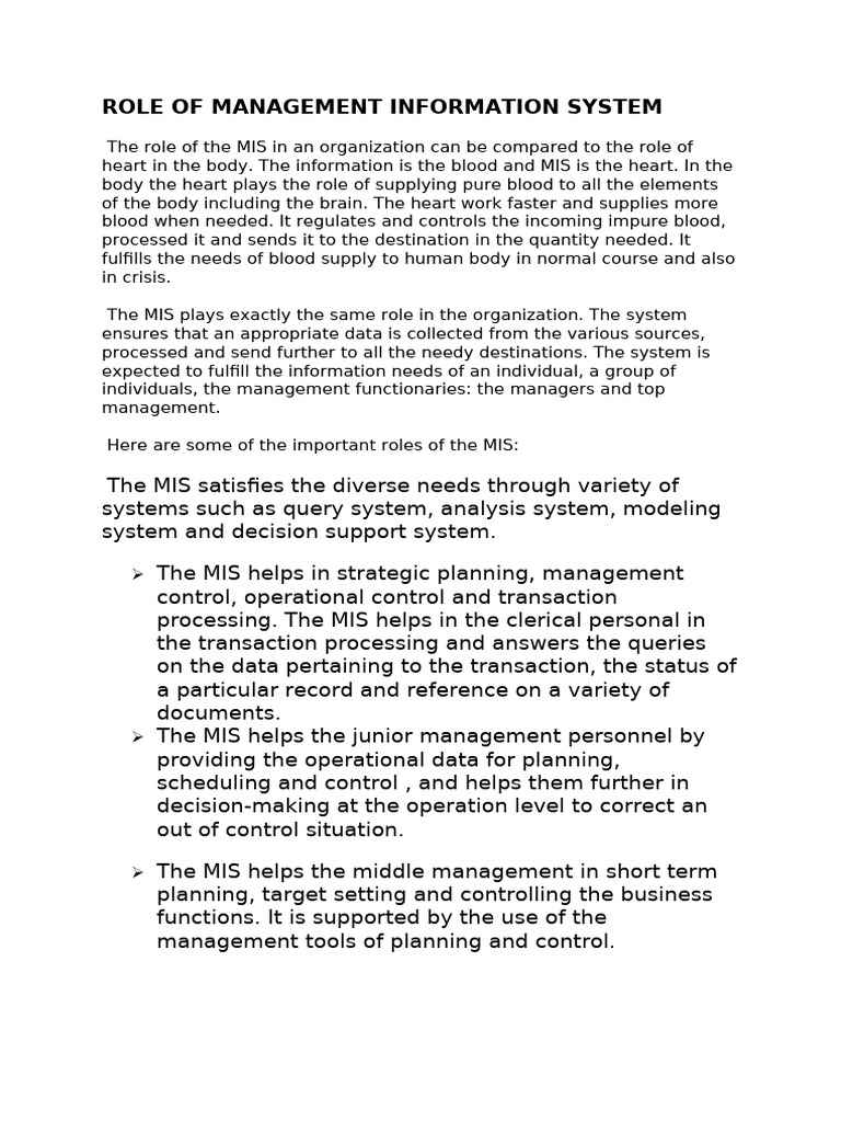 Importance of Management Information Systems | PDF | Records Management ...