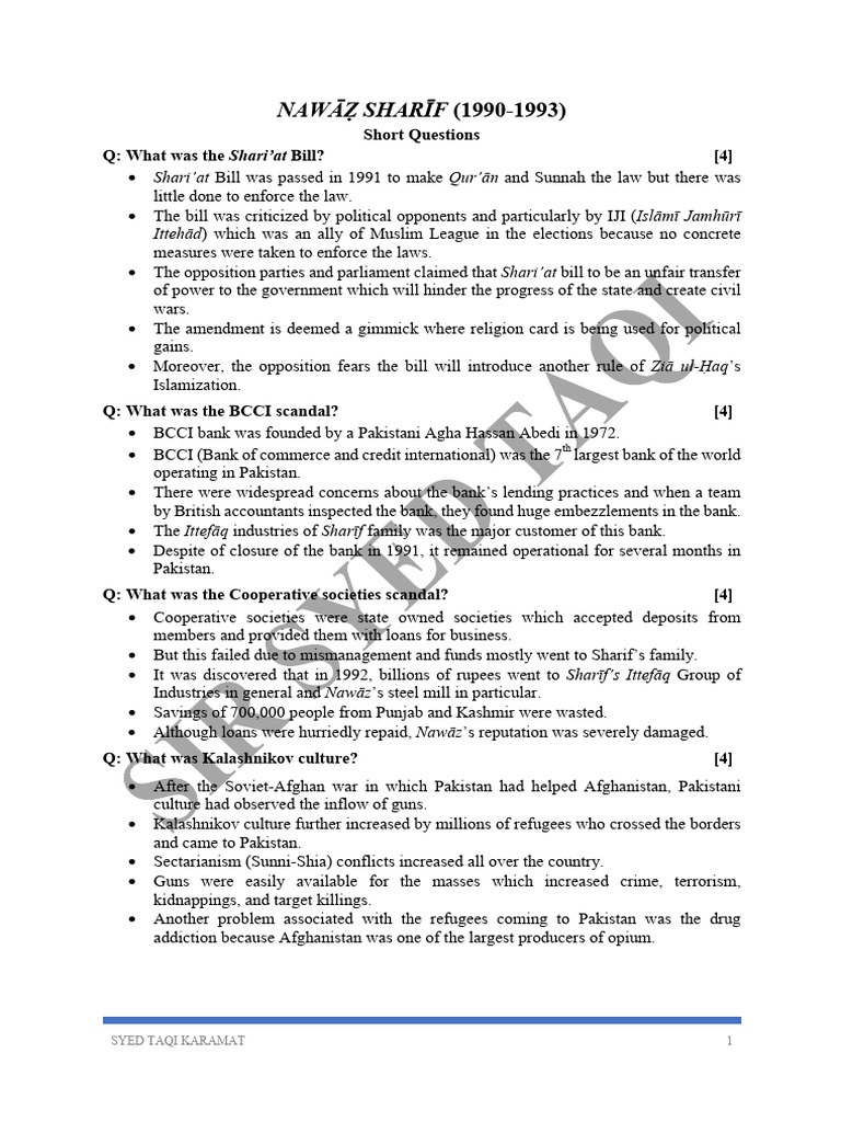 8 - Nawaz Sharif (1990-93 & 1997-99) | PDF | Nawaz Sharif | Pervez ...