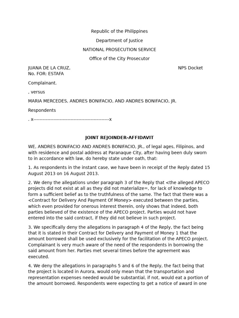 rejoinder affidavit | PDF | Evidence (Law) | Affidavit