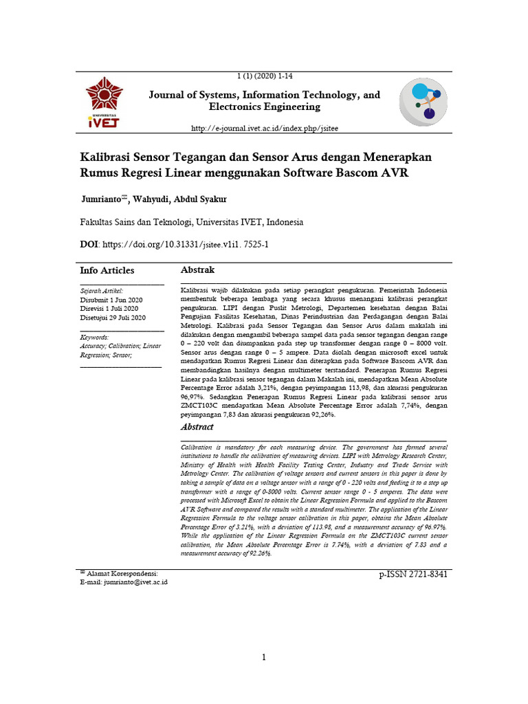 Jurnal Kalibrasi Sensor Tegangan Dan Arus | PDF