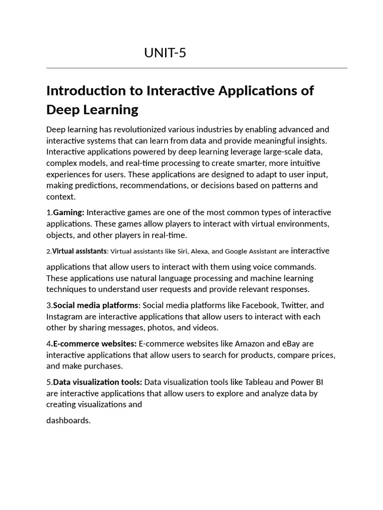 Deep Learning in Interactive Applications | PDF | Computer Vision ...