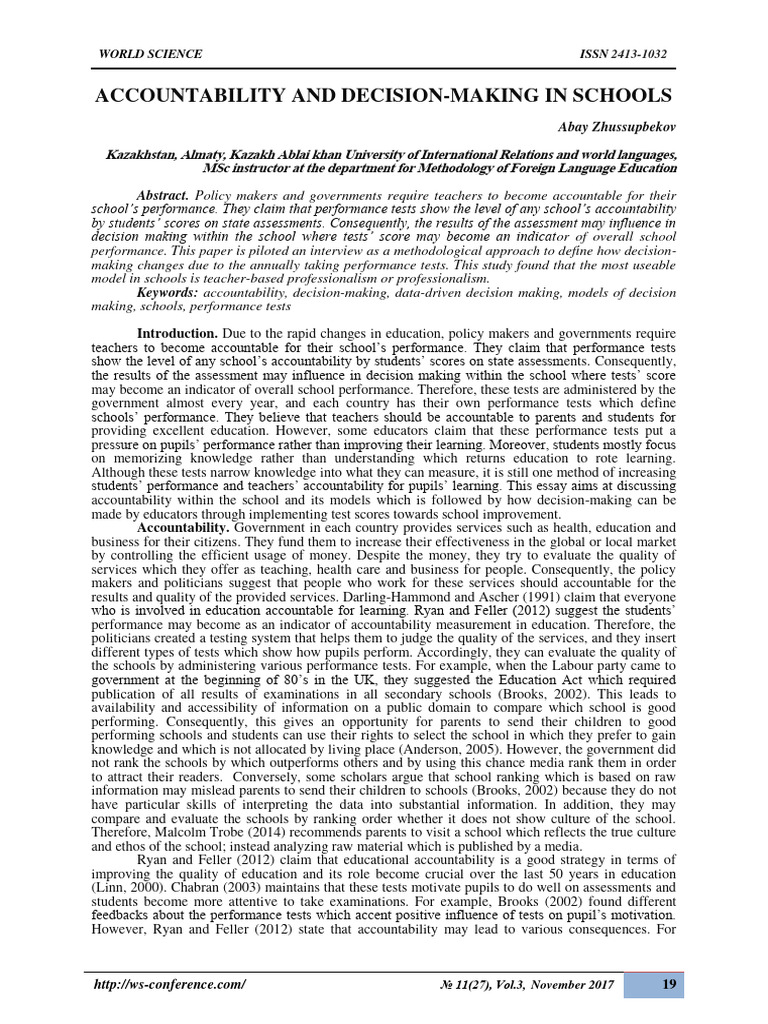 School Accountability and Decision-Making | PDF | Teachers | Accountability