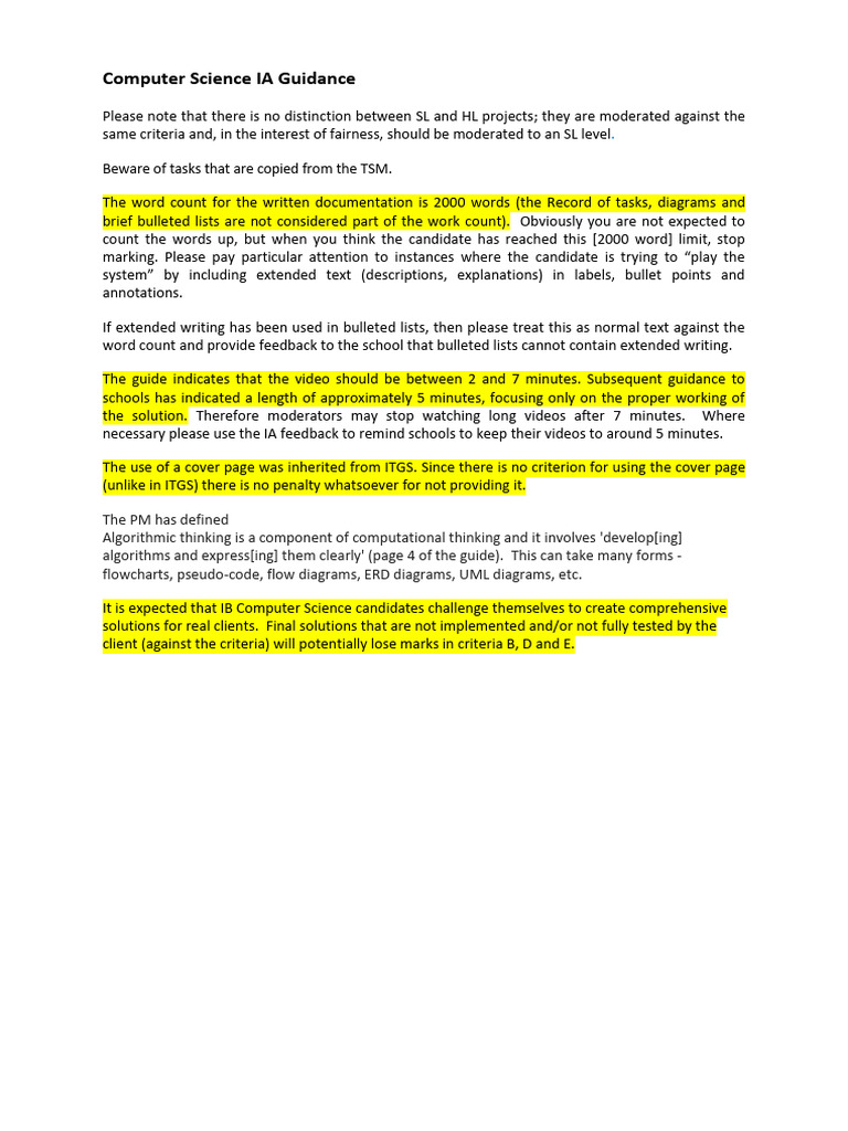 CS_IA_Guidance | PDF | Evaluation | Creativity