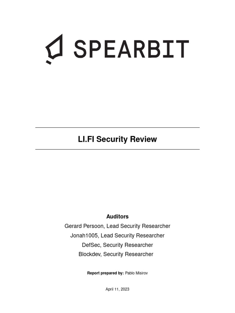 LIFI Retainer1 Spearbit Security Review | PDF | Risk | Reserved Word
