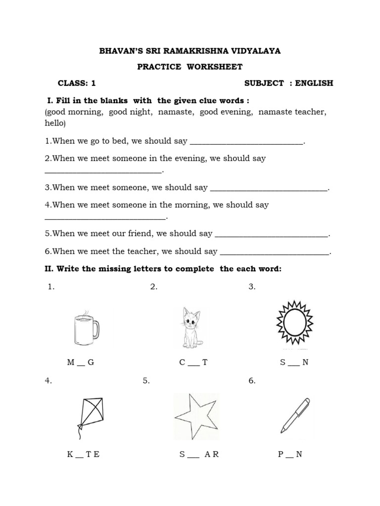 Class 1 English Pactice Worksheet | PDF Class 1 English Pactice Worksheet | PDF