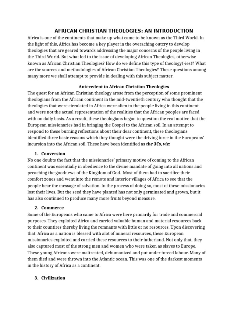 Introduction to African Christian Theologies | PDF | Theology ...