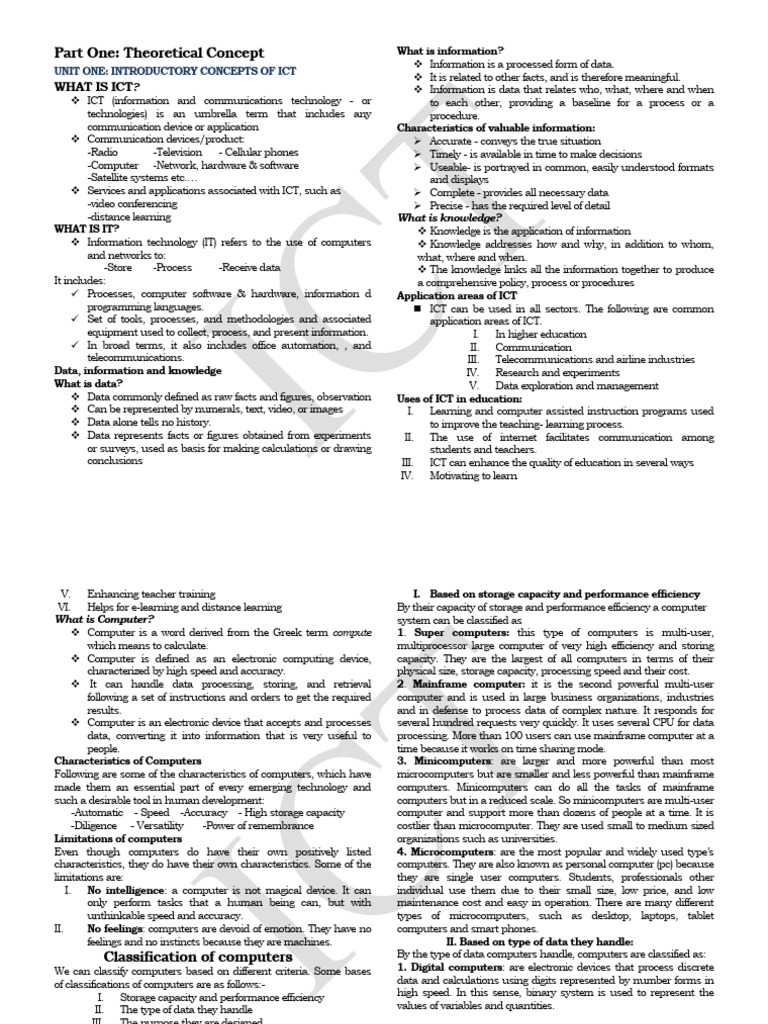 Introductory Concepts of ICT | PDF | Computer Data Storage | Window ...