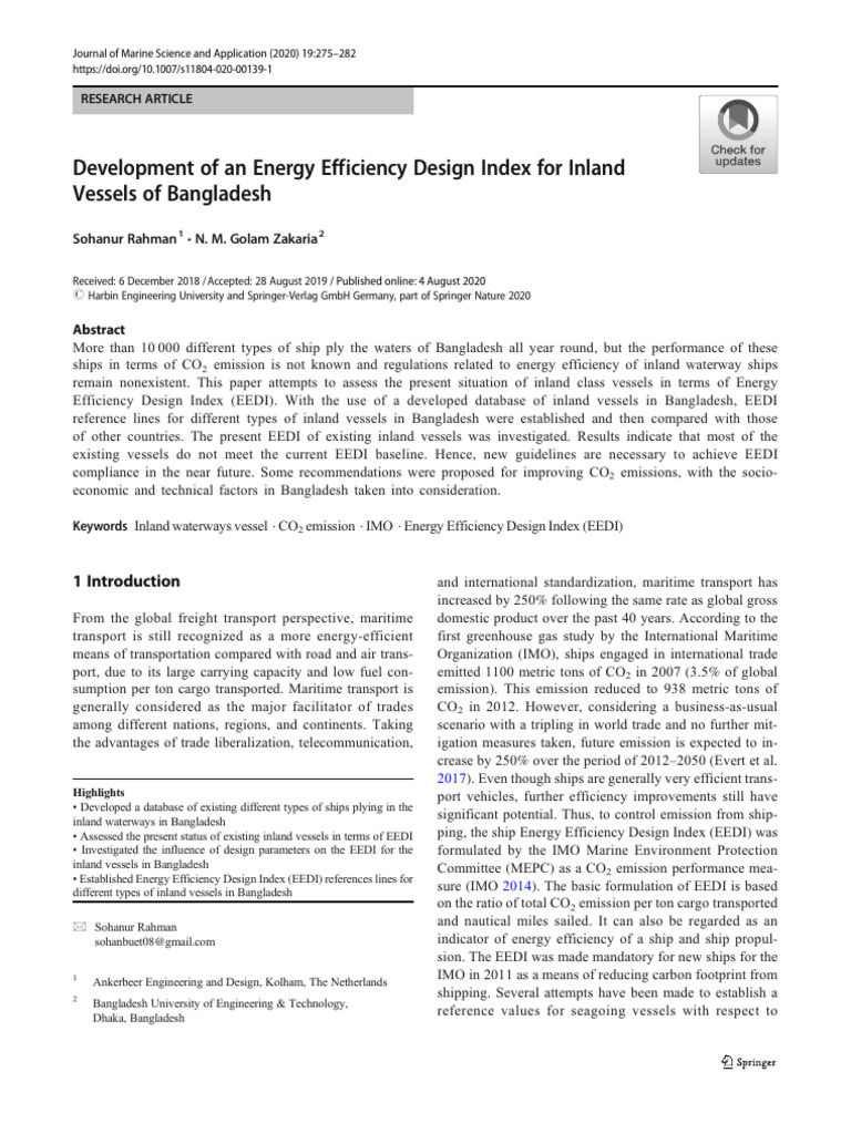 Energy Efficiency Design Index for Inland Ship | PDF | Ships | Efficient Energy Use