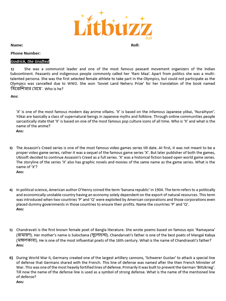 Litbuzz Question | PDF | Francis Crick