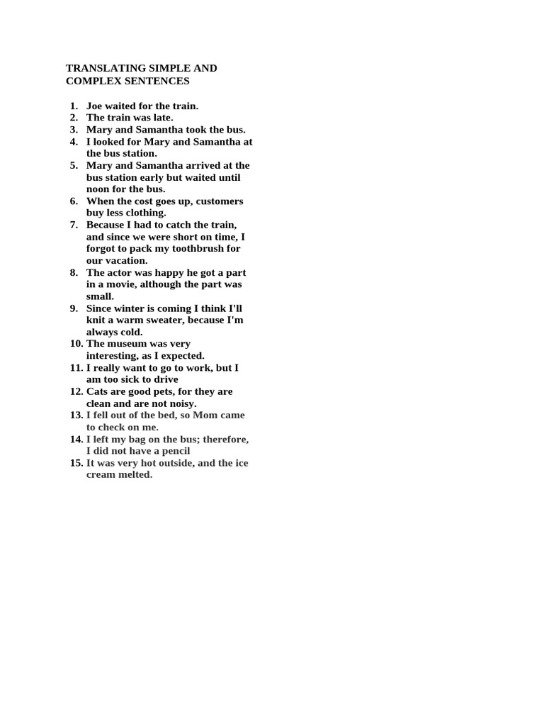 Translating Simple and Complex Sentences | PDF