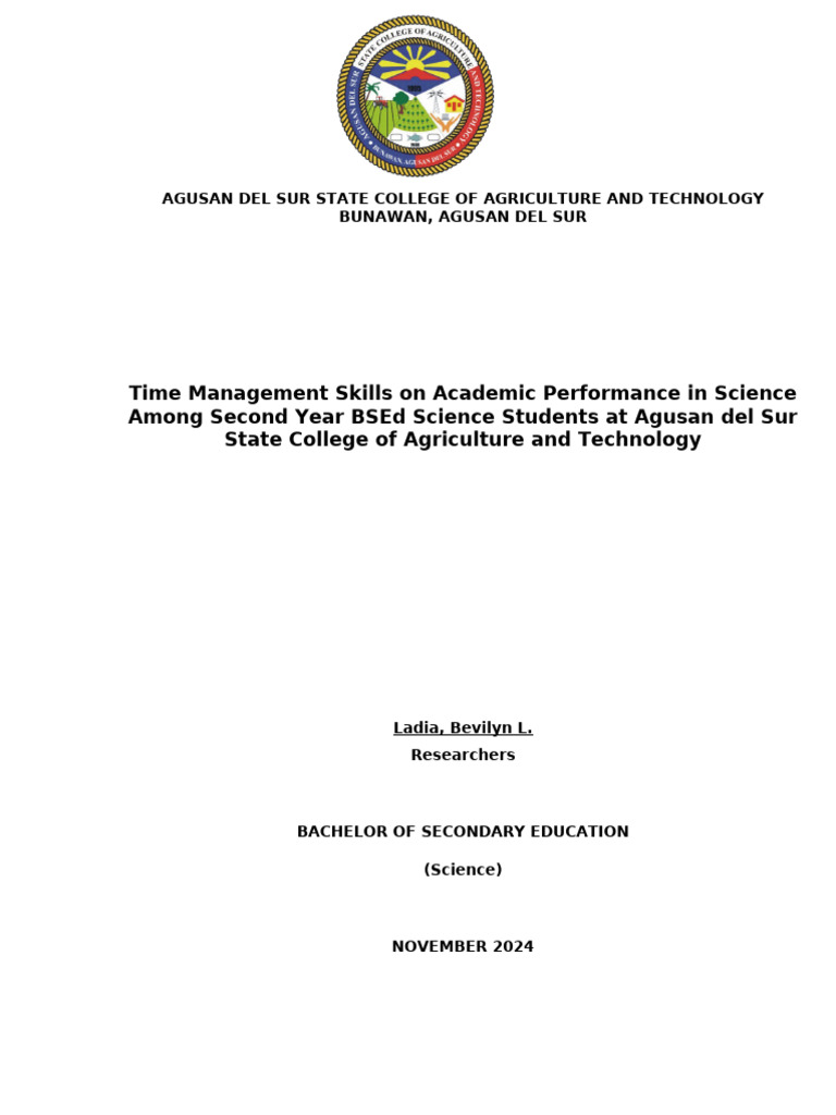 the relationship of time management and academic performance in science among 2nd year bsed ...