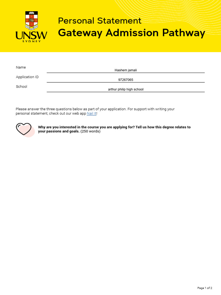 UNSW Gateway PS | PDF