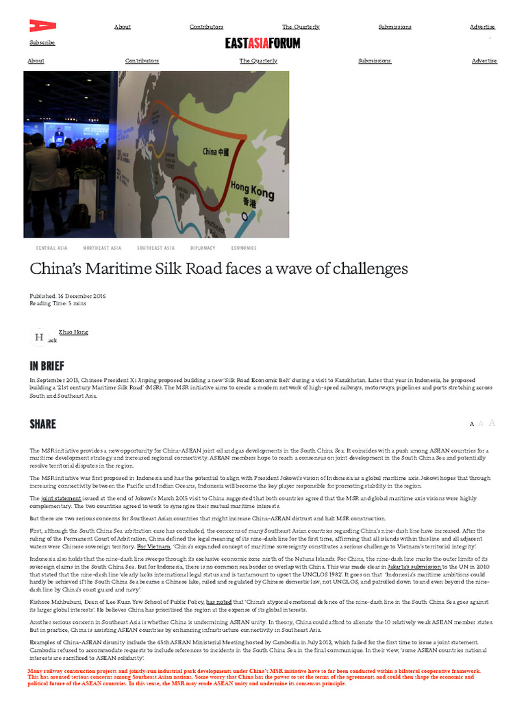China’s Maritime Silk Road faces a wave of challenges _ East Asia Forum ...