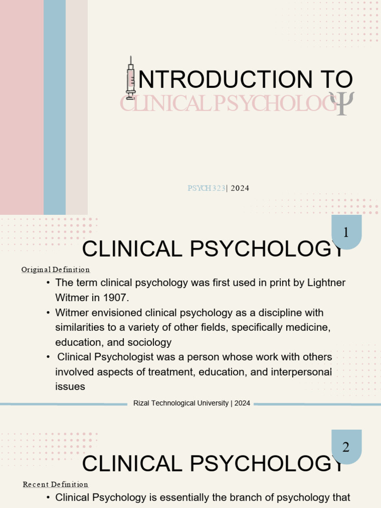 Introduction To Clinical Psychology 1 | PDF | Wechsler Adult Intelligence Scale | Clinical ...